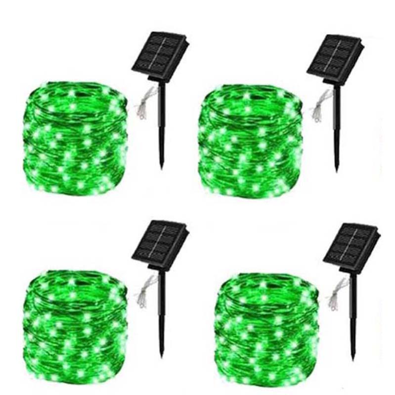 Paquete de 4 luces de cadena solares para exteriores, 200LED 20M Luces de cadena impermeables 8 ...