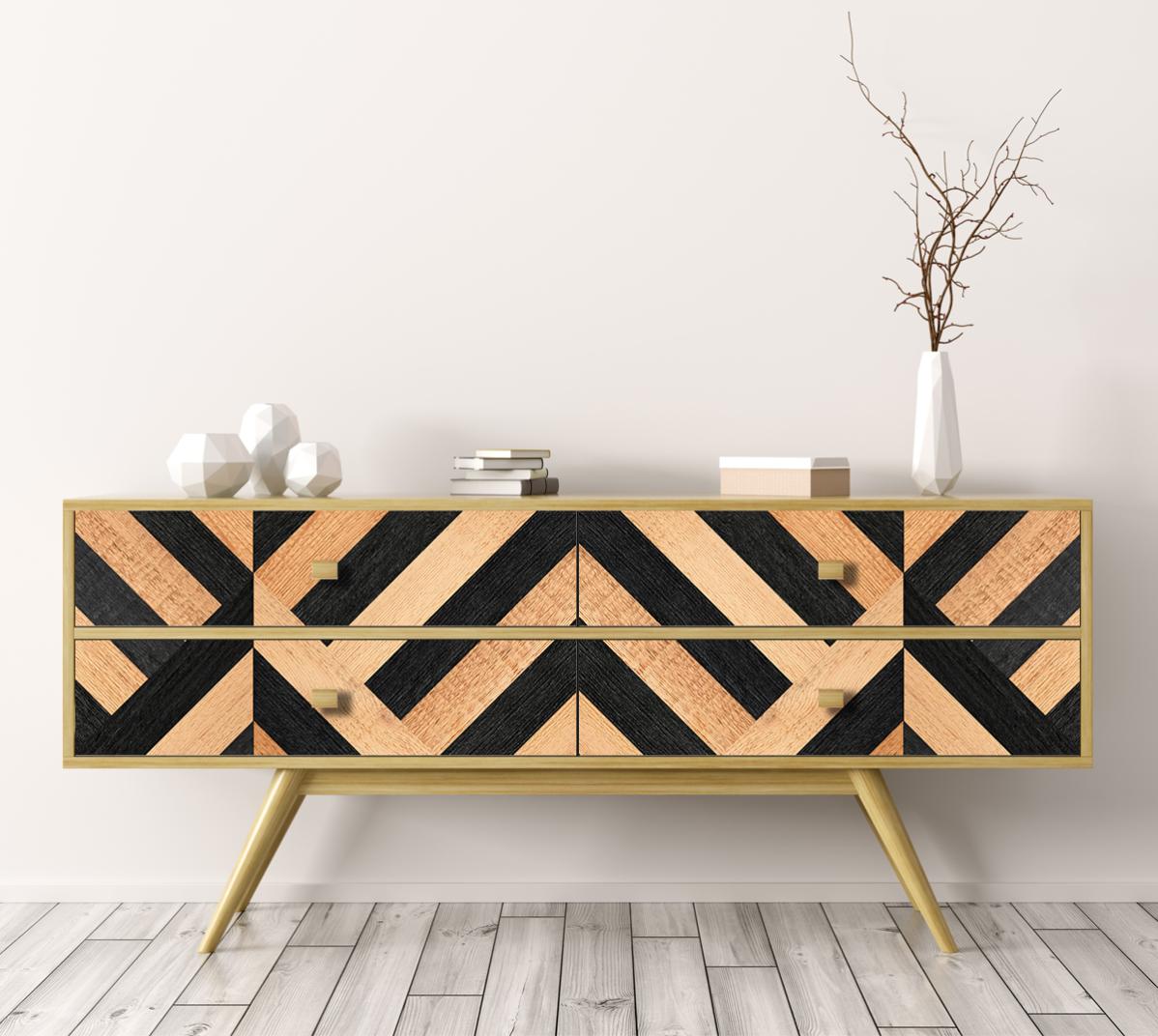 Rollo sticker Geométrico madera y negro 65x100 cm | Leroy Merlin