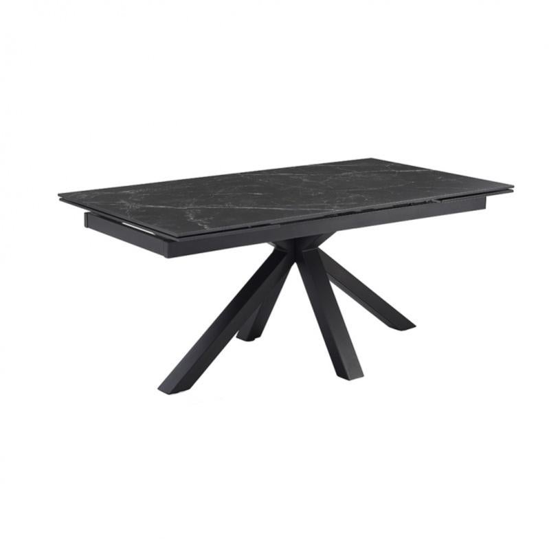 Table extensible 160/240 cm céramique noir marbré pied croix - INDIANA 04 | Leroy Merlin