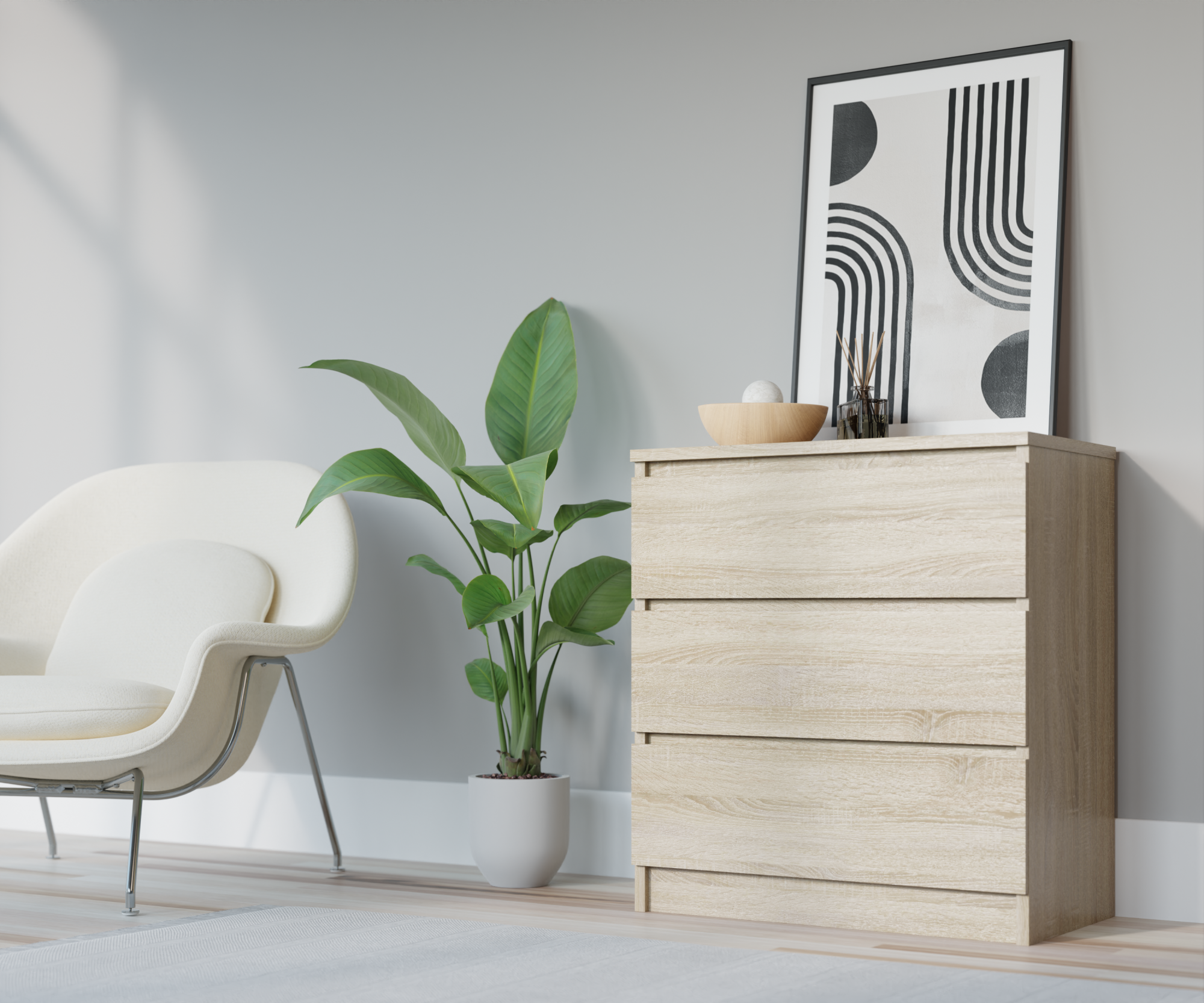 Cassettone a 3 cassetti 70 cm, Colore: rovere Sonoma, contenitore, L ...