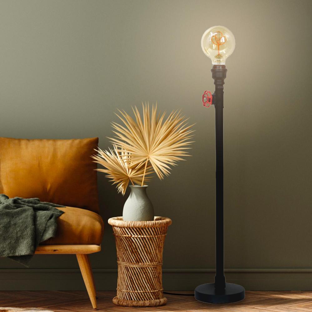 Lampadaire sur pied moderne Robin 120cm métal noir et rouge compatible ...