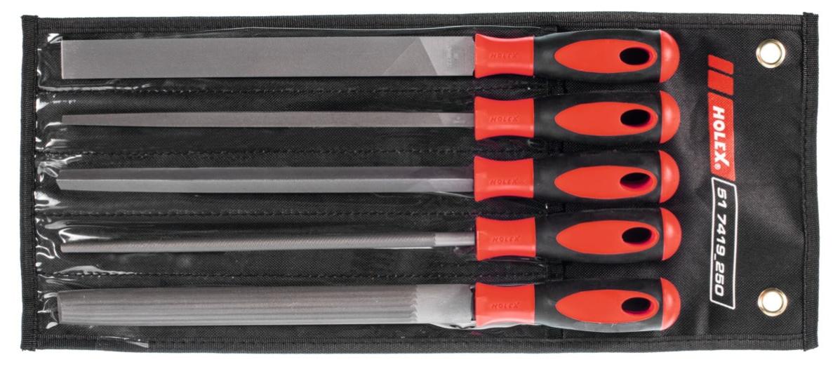 HOLEX - Set di 5 lime con impugnatura bicomponente in busta avvolgibile ...