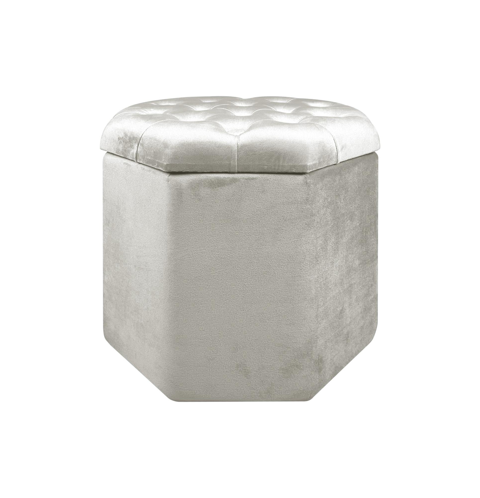 Pouf Ottagonale Contenitore Poggiapiedi Salotto In Velluto Sgabello ...