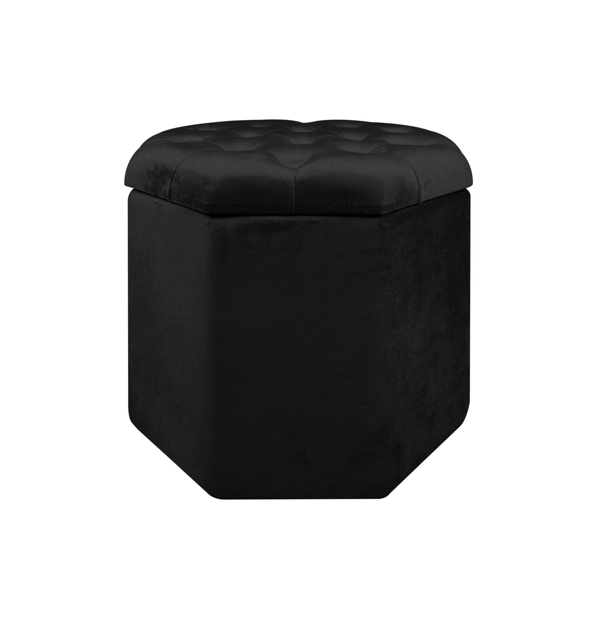 Pouf Ottagonale Contenitore Poggiapiedi Salotto In Velluto Sgabello ...