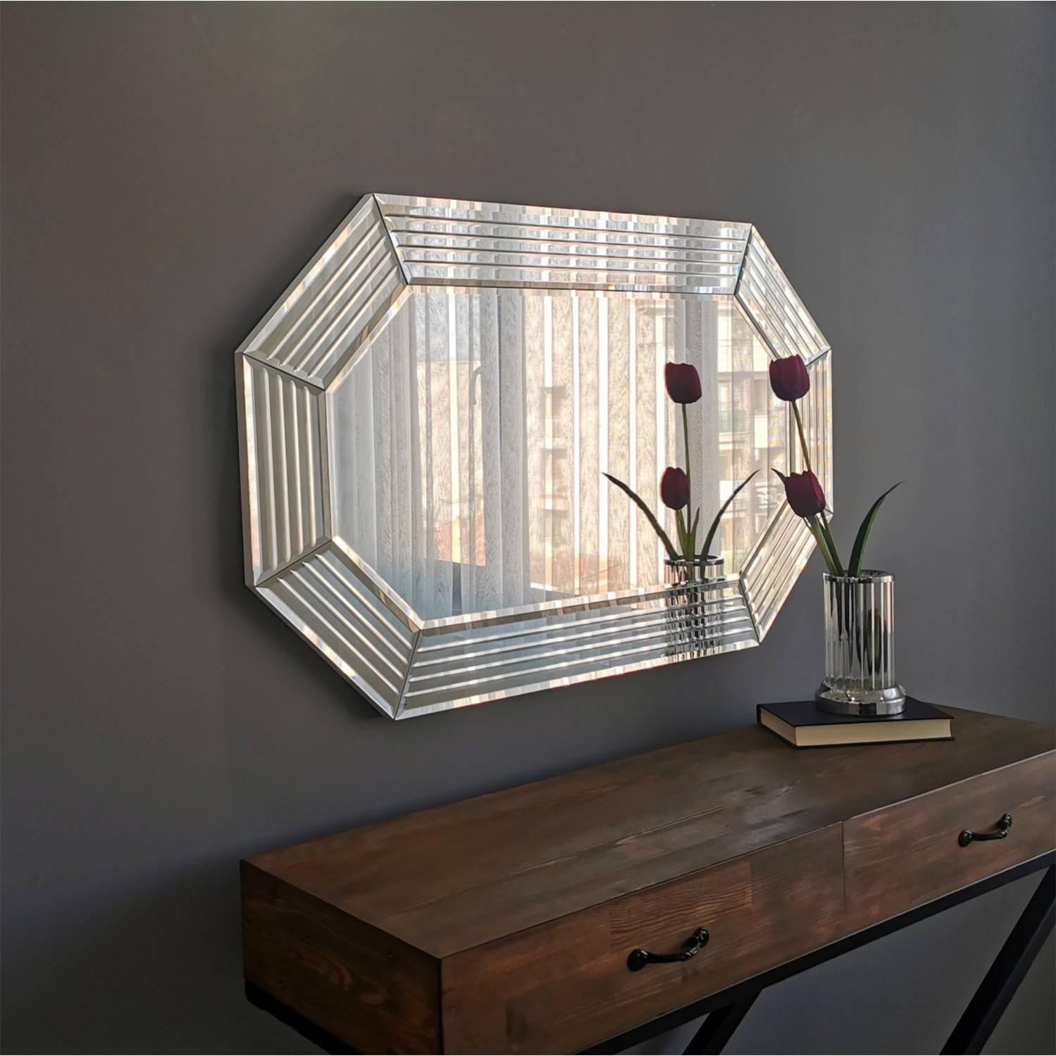 Miroir décoratif hexagone Beketa 100x60cm Verre Trempé Argent | Leroy ...
