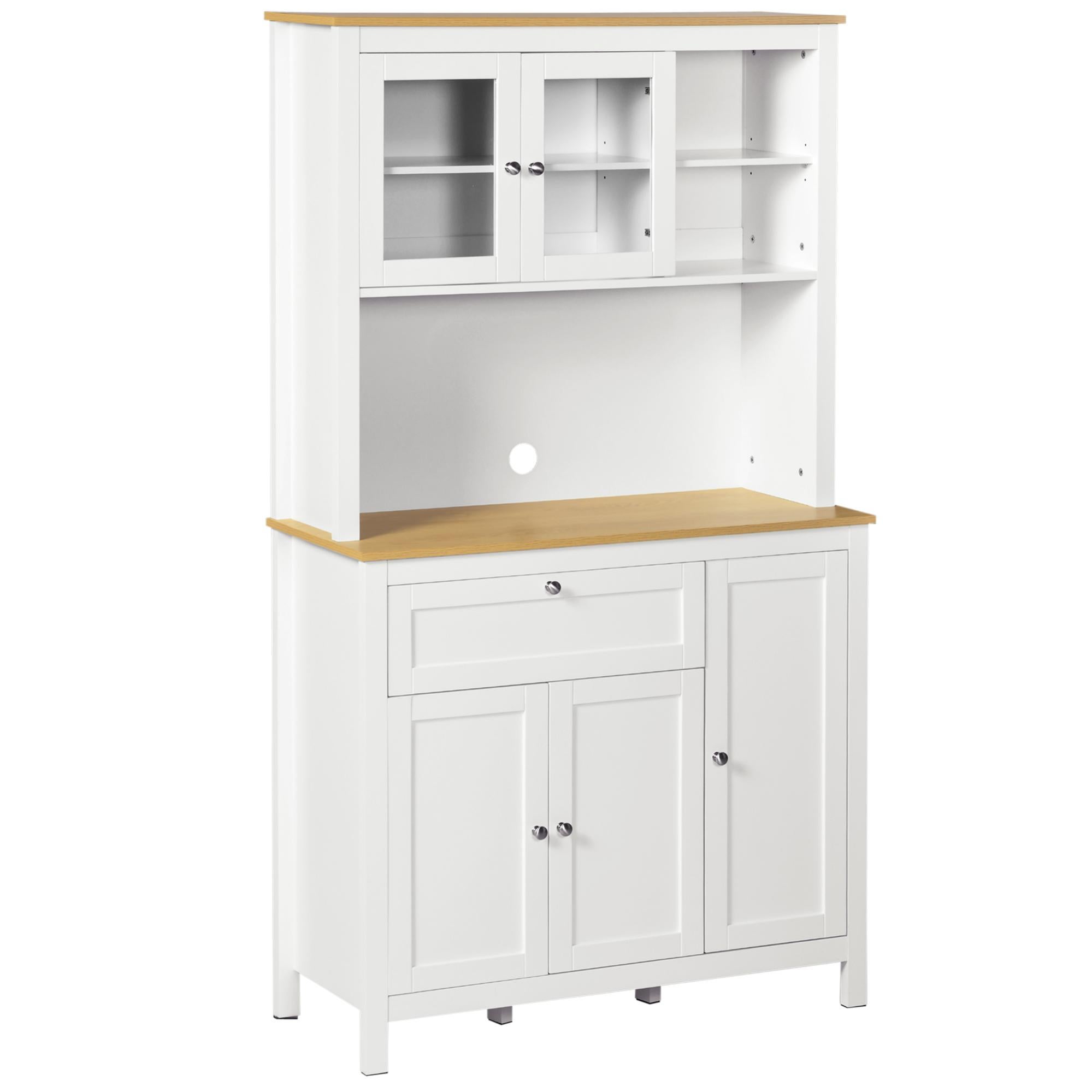 Buffet haut style classique chic - multi-rangement - blanc aspect bois ...