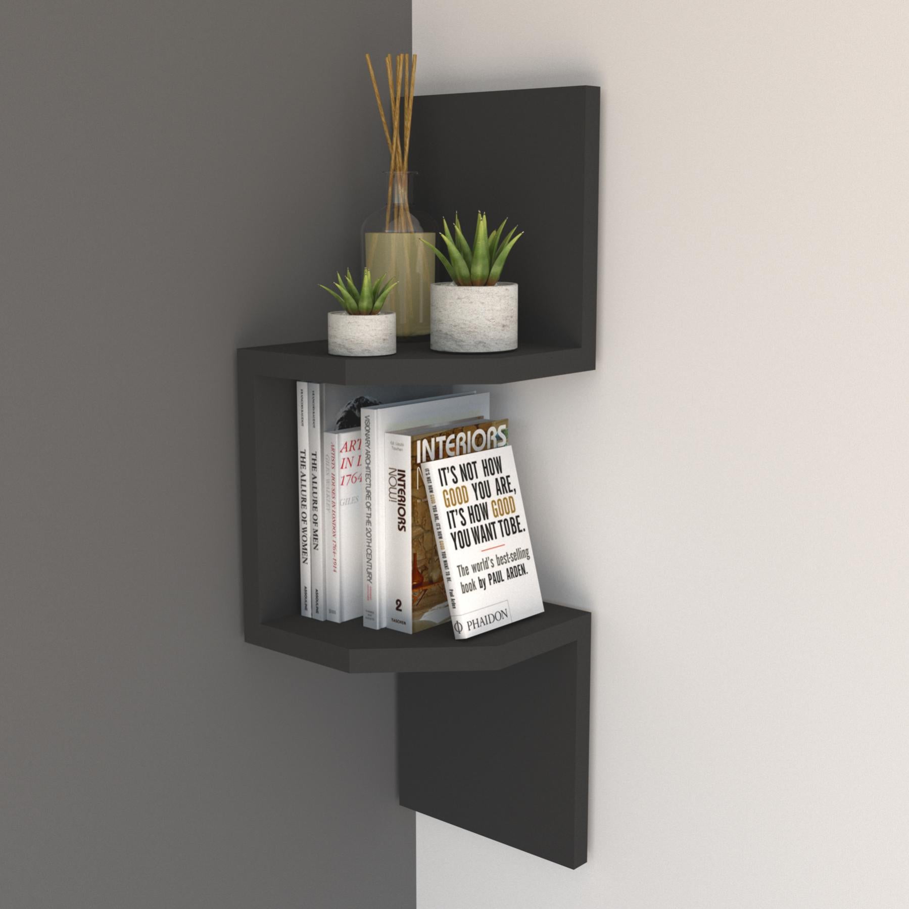 Henor Estantería Rincón Pared Diseño Zig Zag Mod.20 - 2 Estantes. HENOR ...