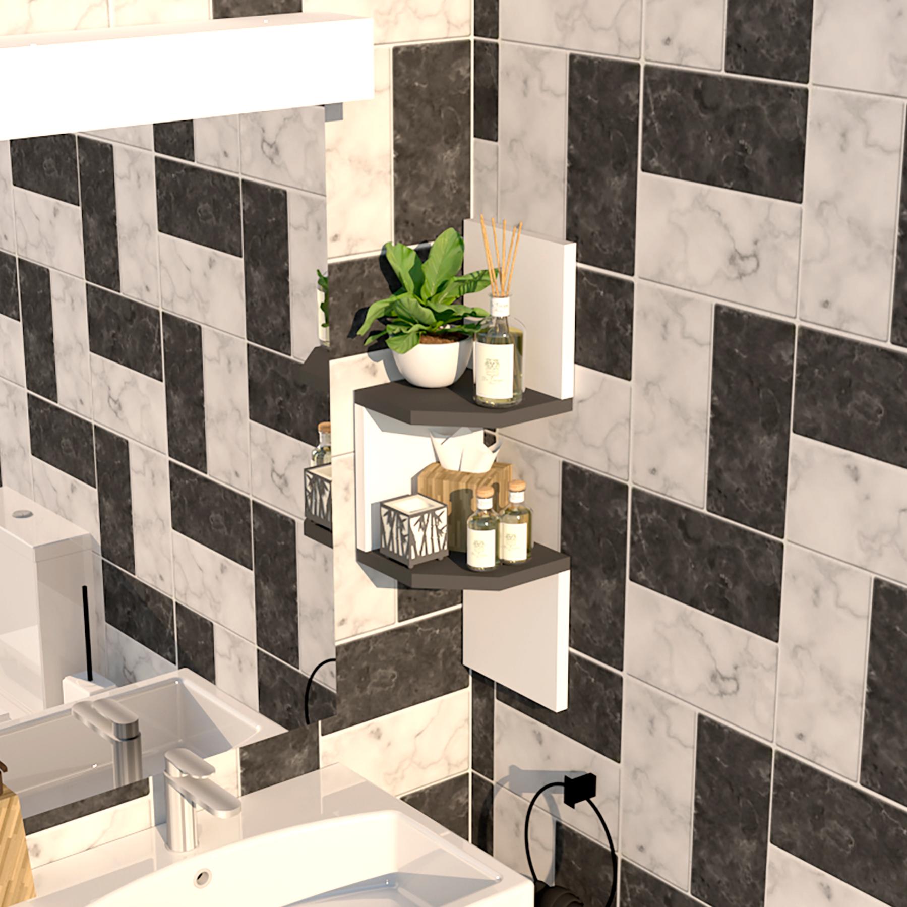 Henor Estantería Rincón Pared Diseño Zig Zag Mod.20 - 2 Estantes. HENOR ...