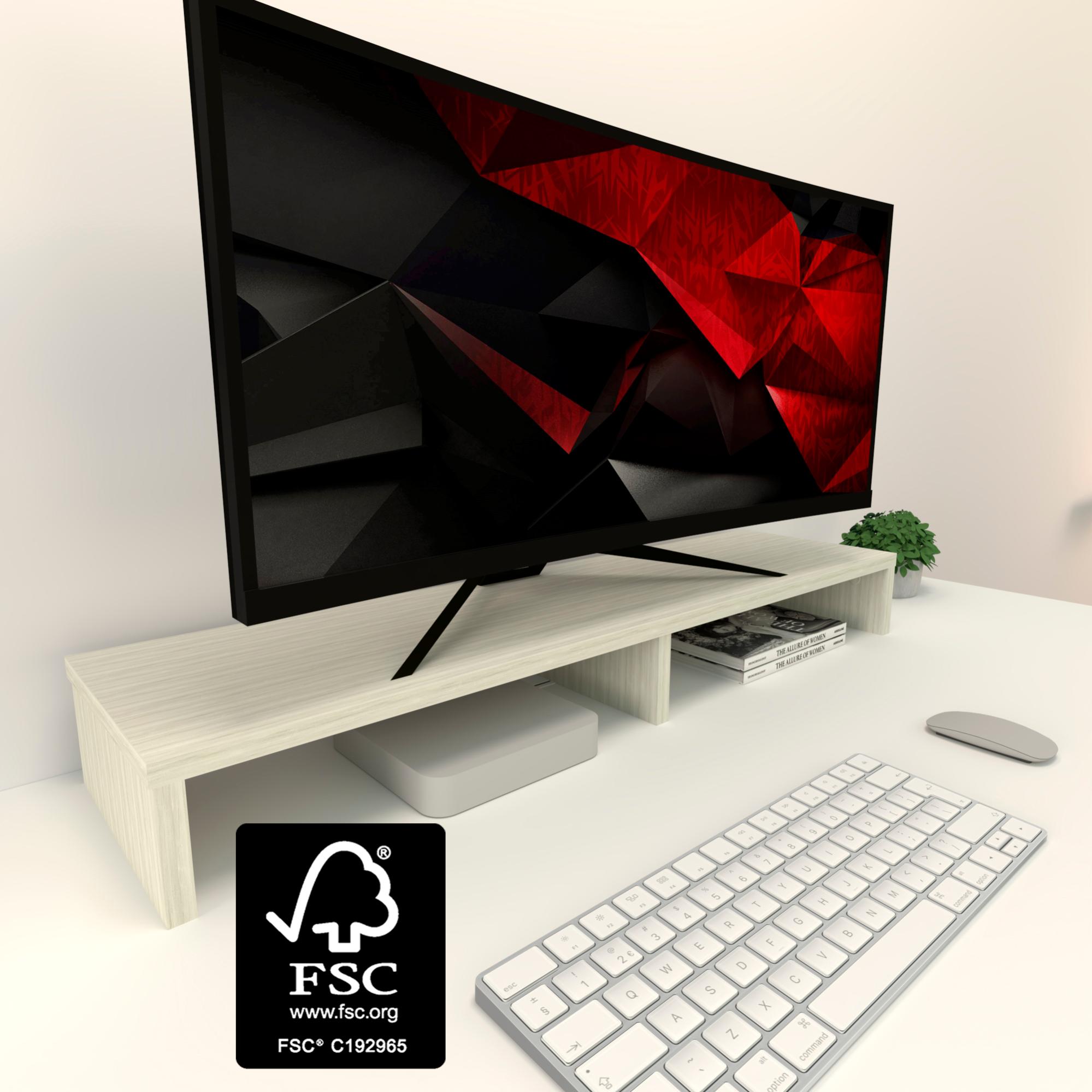 Soporte Monitor, Elevador TV de Madera FSC®. HENOR. 100x26.5x12 cm ...