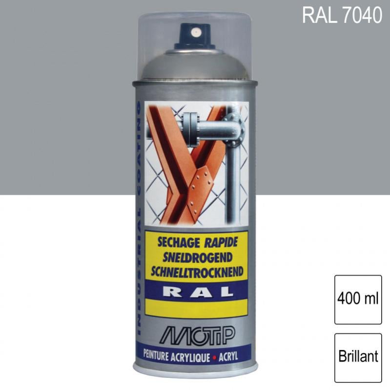 Peinture aérosol RAL 7040 Gris fenêtre brillant 400ml MOTIP | Leroy Merlin