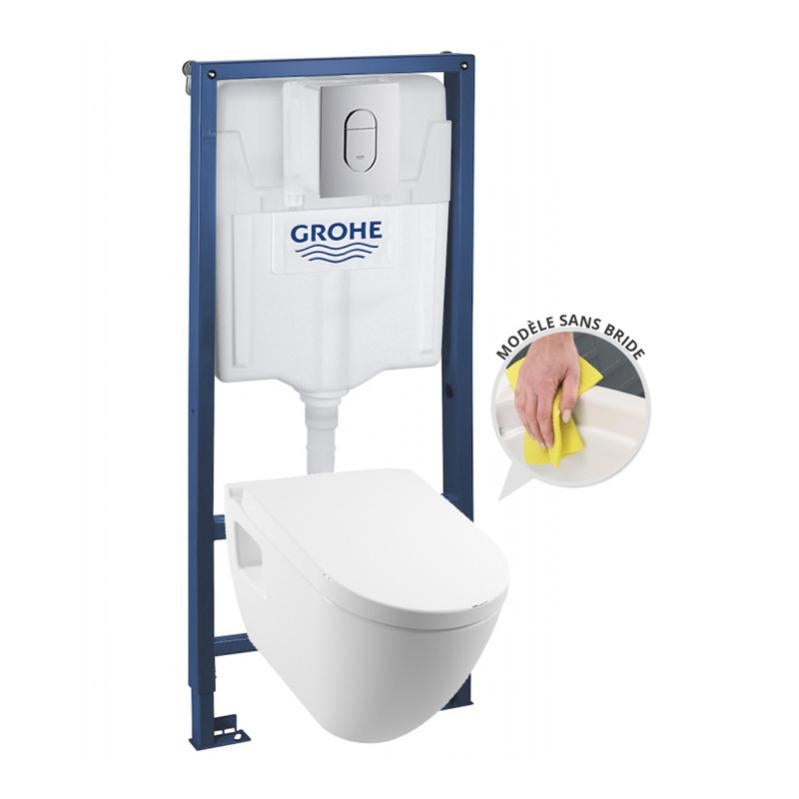 Grohe Nouveau Pack Bati WC Grohe RIMLESS+ avec plaque Arena ...