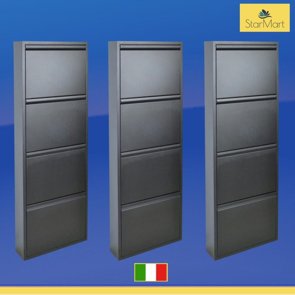 Scarpiera SalvaSpazio Slim: Set di TRE Scarpiere, NERE| da 24 a 36 PAIA ...