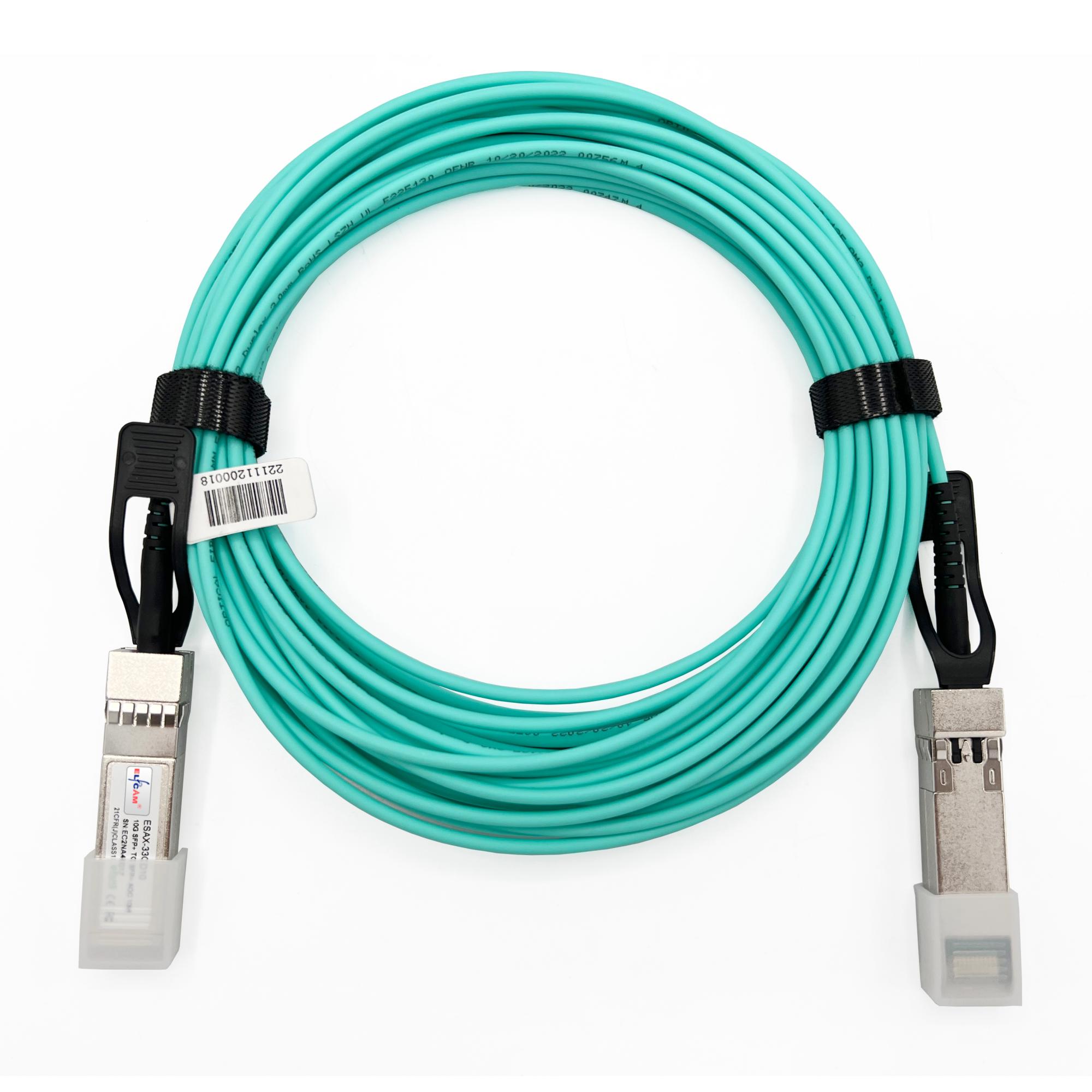 Elfcam® - 20 Metres Cable Fibre Optique OM3 SFP+ a SFP+ AOC 10Gbit/s ...