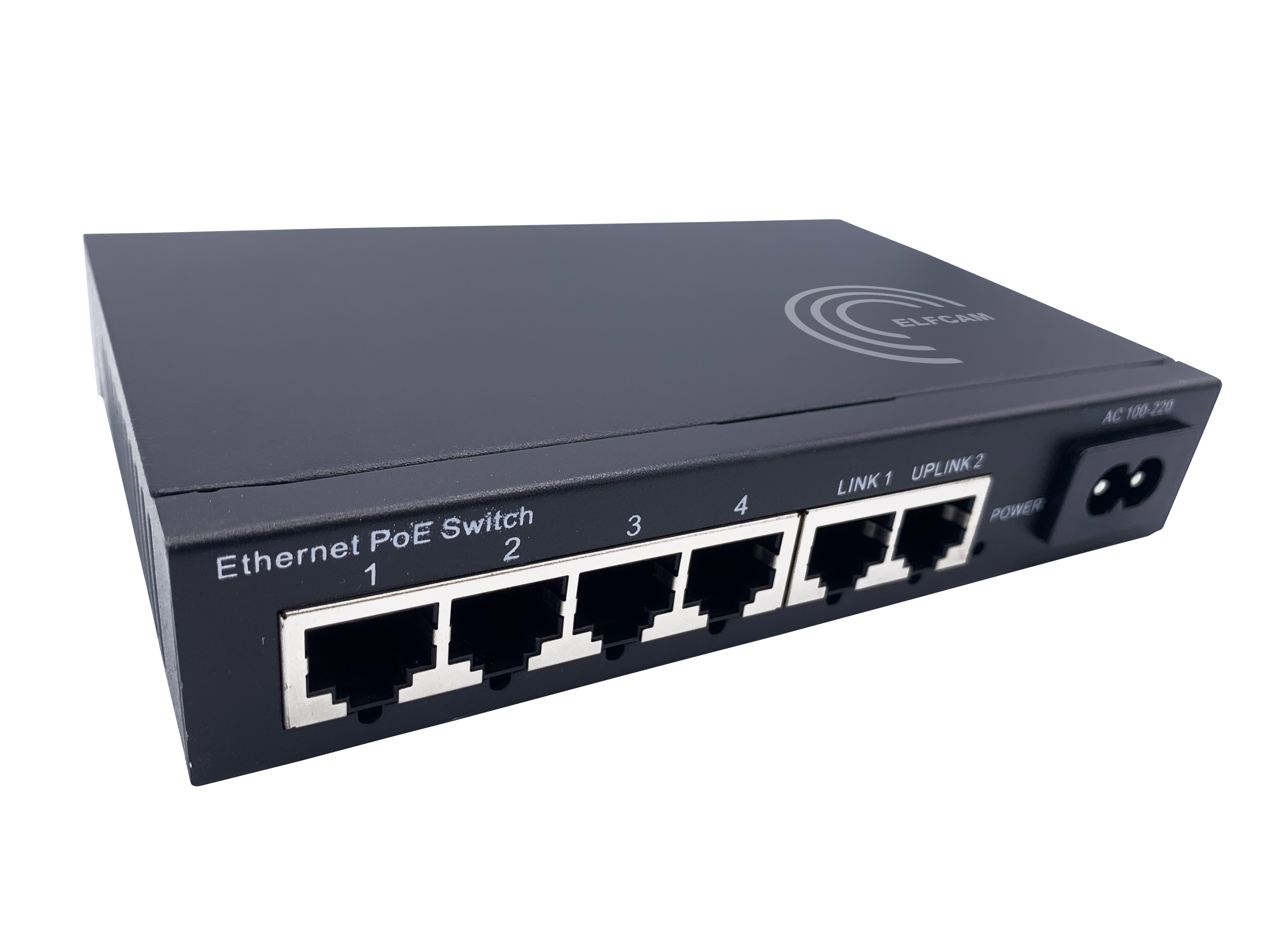 Elfcam® - 4 Ports PoE Ethernet Switch avec 2 Ports Uplink 10/100Mbps, Plug & Play Non Gere ...