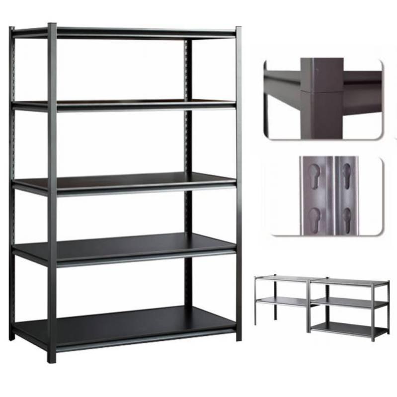 Étagère rayonnage modulable en métal noir, 5 étages, 175kg/par étagère ...