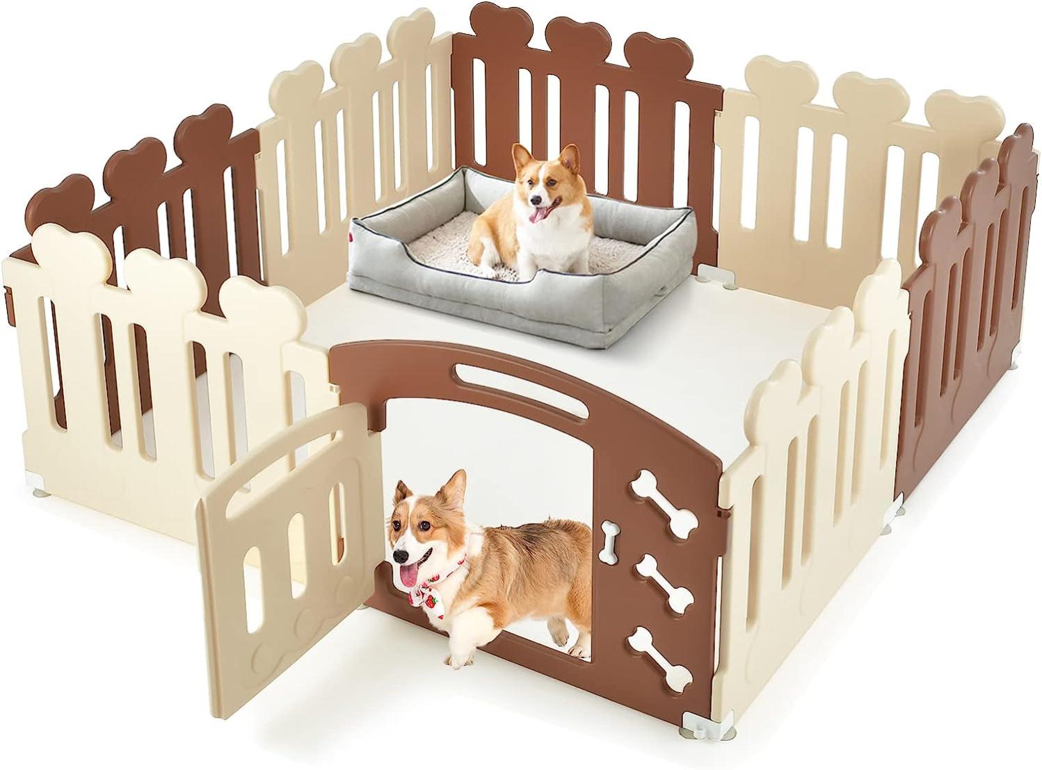 Parc pour Chien à 8 Panneaux avec Porte, Enclos Chien , 155 x 155 x 60 ...