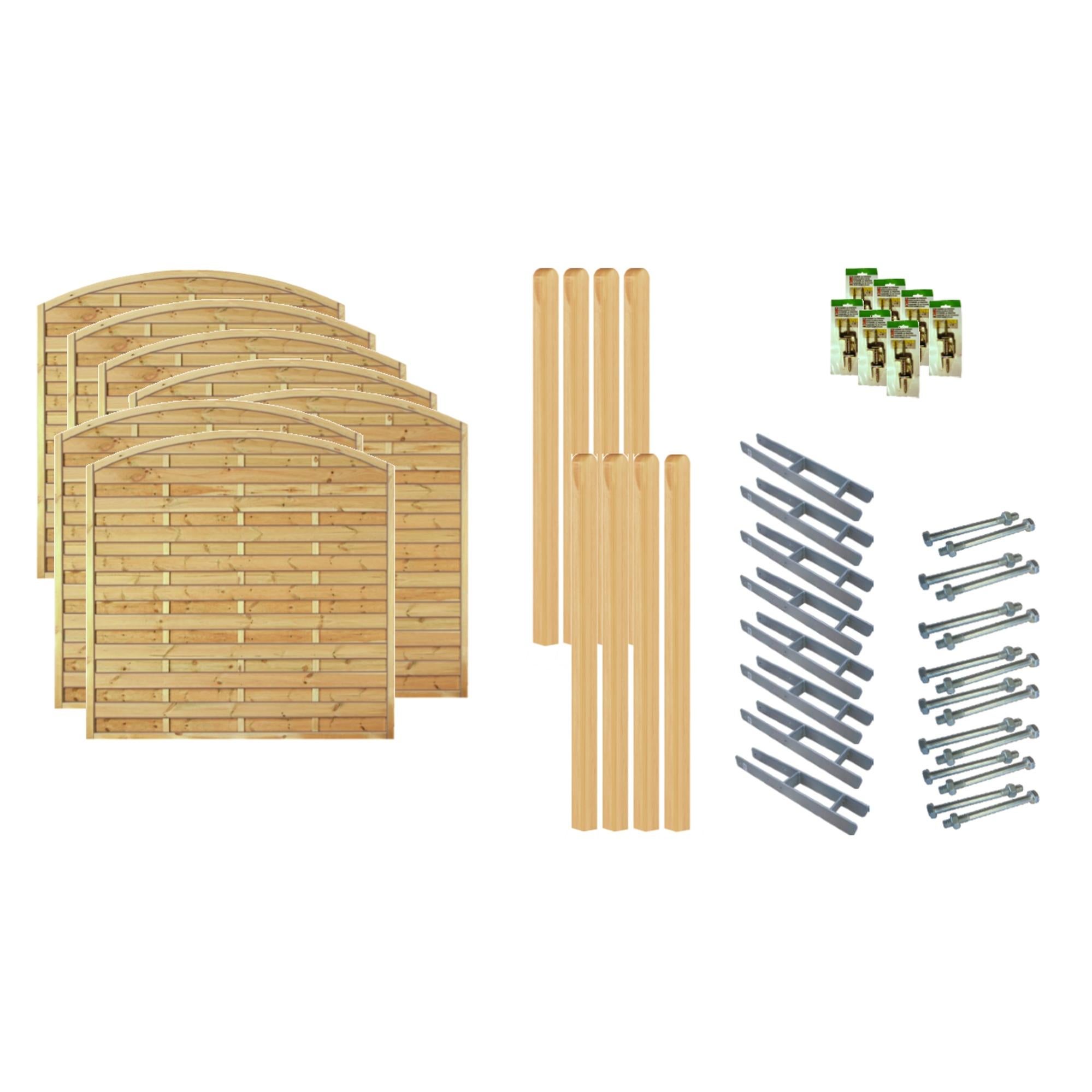 Jeu de clôtures pare-vue MADISON 5, 7 pièces maxi arcs 180x180 cm, pin ...