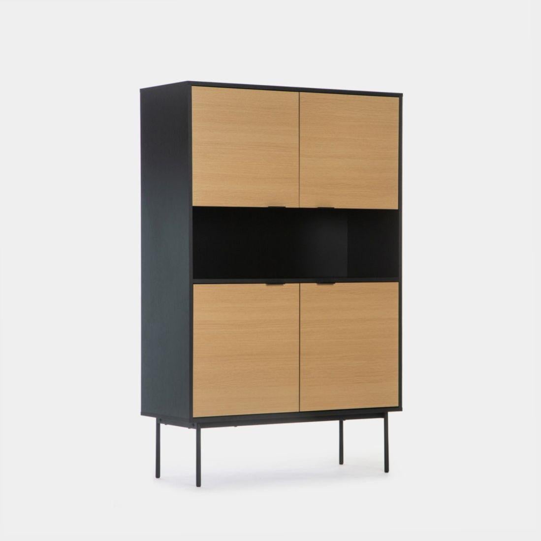 Vitrina en madera color natural y negro Copenhague | Leroy Merlin