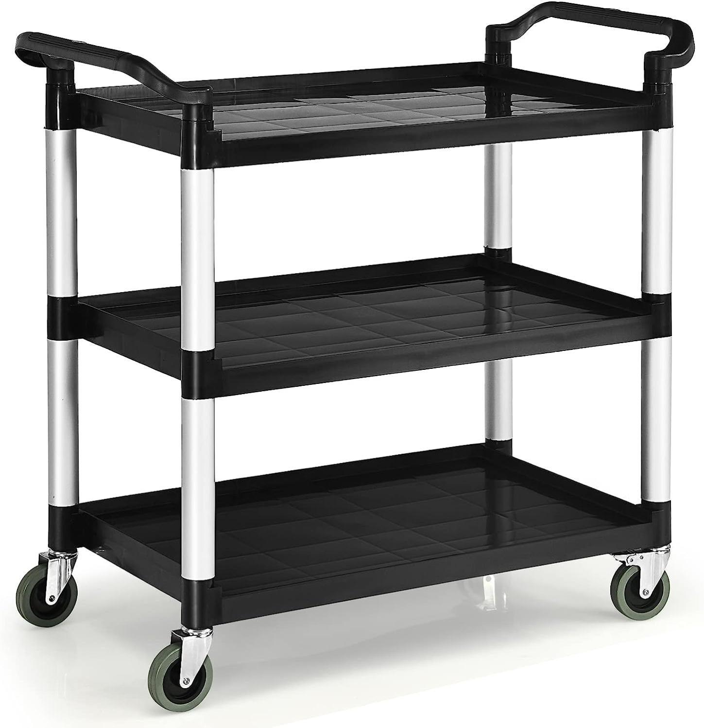 Chariot à roulettes 3 Étagères 150 kg, 103 x 49 x 98 cm, Noir | Leroy ...