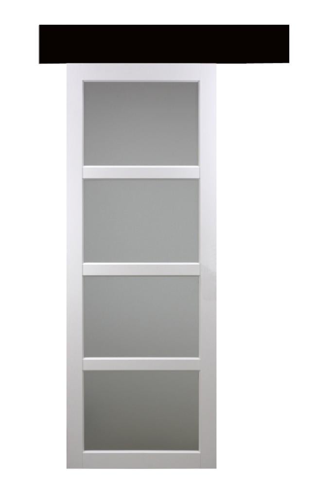 Porta scorrevole Tana bianca larghezza 83 con binario in alluminio nero ...