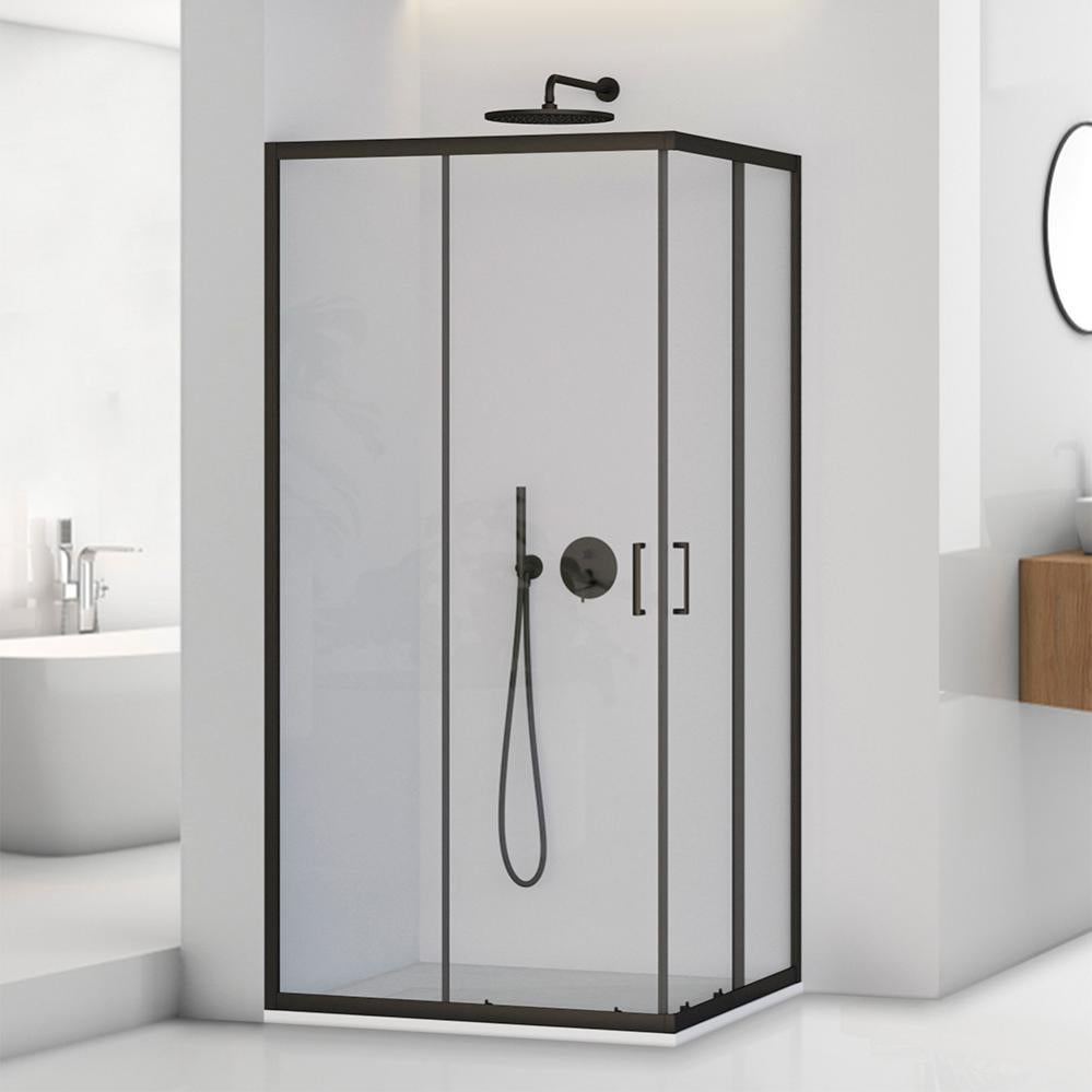 Box doccia angolare 70x90 cm nero opaco con doppio scorrevole | Tay ...