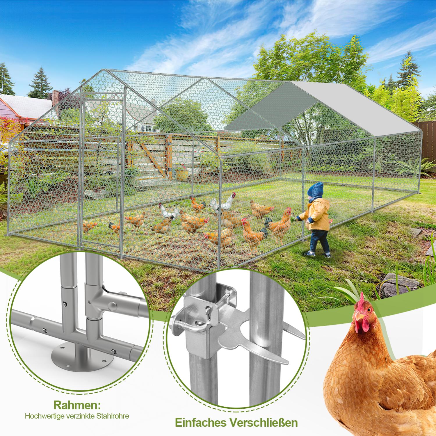Corral para pollos 18 m² Corral de malla metálica 6x3 M de acero ...