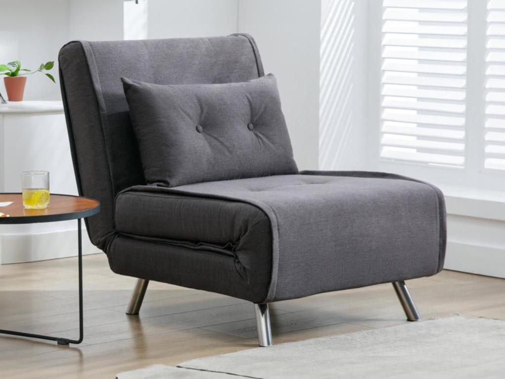 Fauteuil convertible en tissu anthracite URIBIA | Leroy Merlin