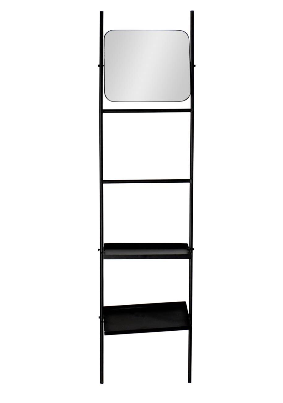 Etagère en métal avec miroir coloris noir - Longueur 40 x Profondeur 20 x Hauteur 160 cm | Leroy ...