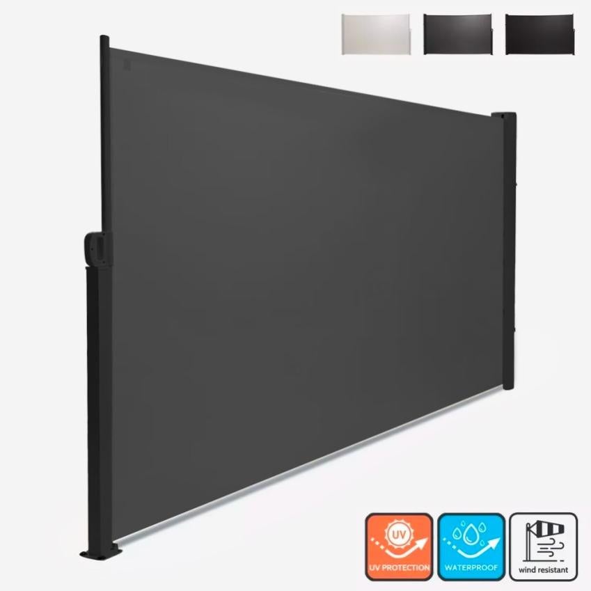 Paravent extérieur rétractable 180x300 brise-vue Hyde XL - Gris foncé ...