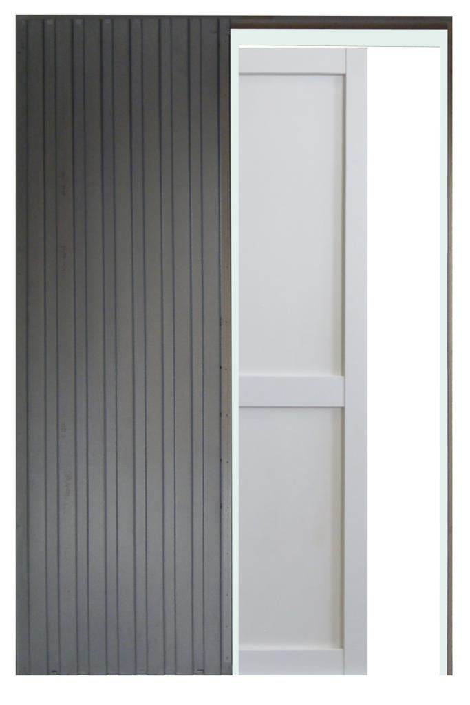 Porta scorrevole Officina 2 pannelli bianchi, larghezza 83 + SISTEMA DI ...