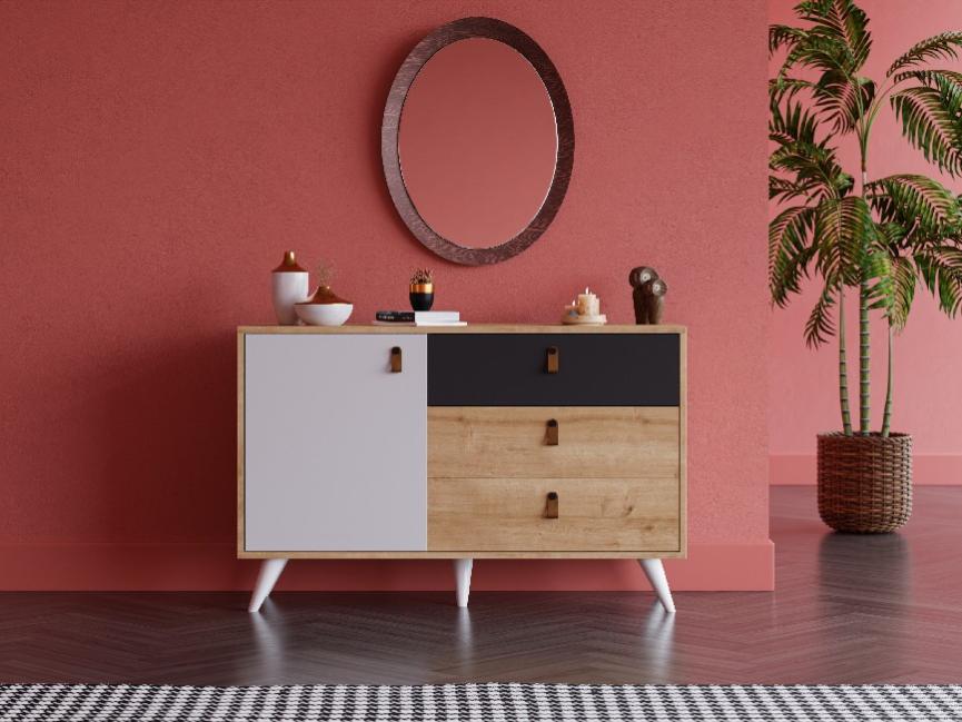 Armoire Polyvalente Pera en Panneau de Particules Mélaminé, Chêne ...