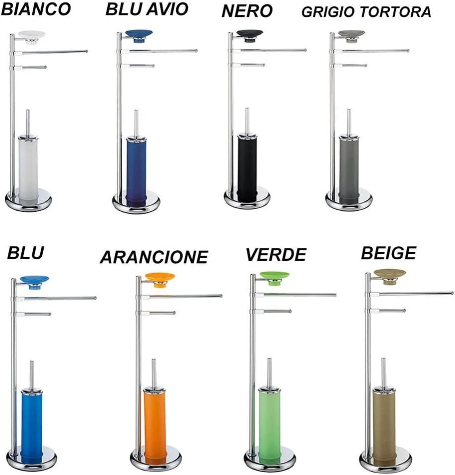Piantana Multifunzione Colonna da Bagno per arredo casa Porta Asciugamano Sapone scopino Water ...
