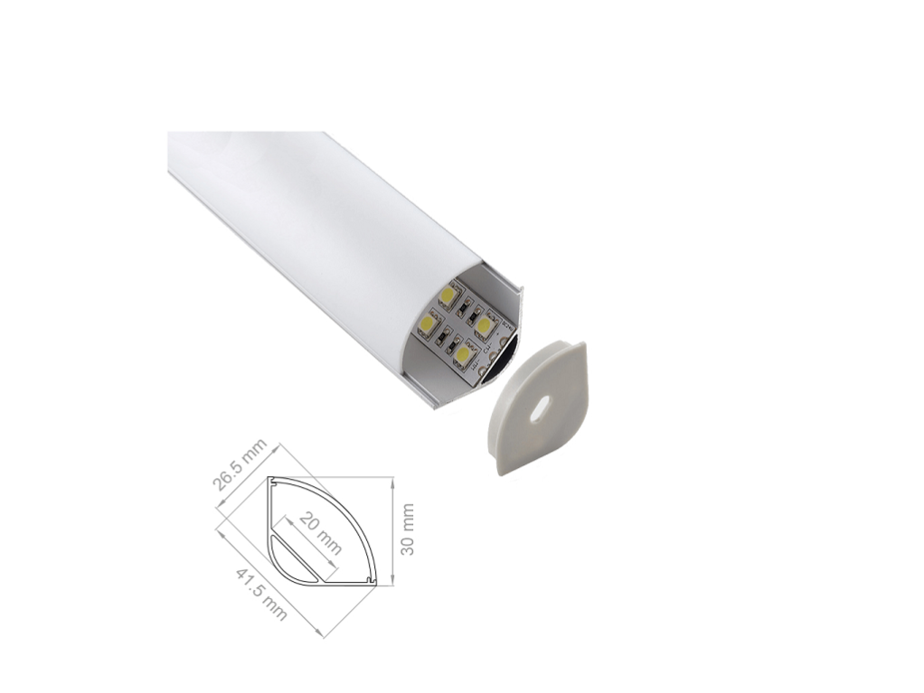 PROFILO PER LED ANGOLARE SERIE S cm.200 mm.41,5x26,5h INTERNO mm.20 ...
