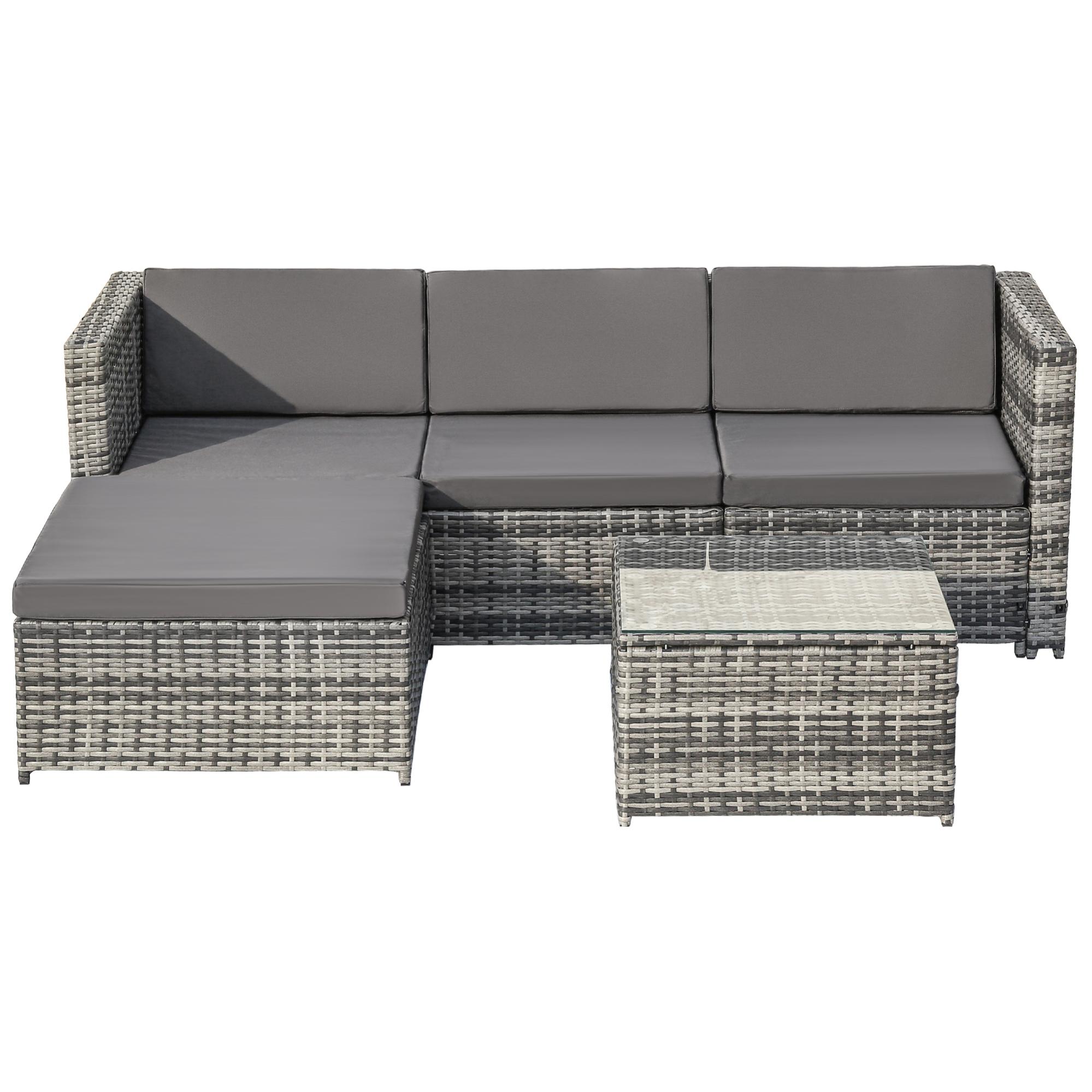 Juego de muebles de jardín de poliratán, juego de esquina para ...