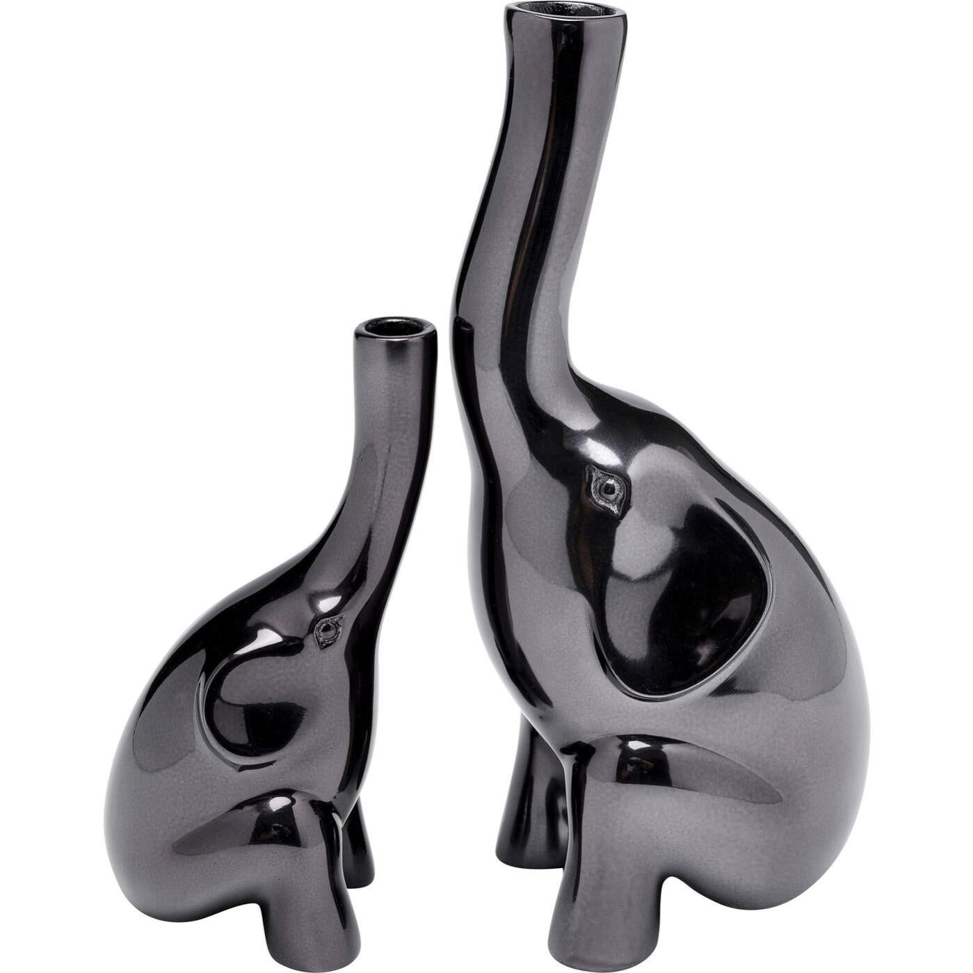 Vases éléphants anthracite set de 2 Kare Design | Leroy Merlin