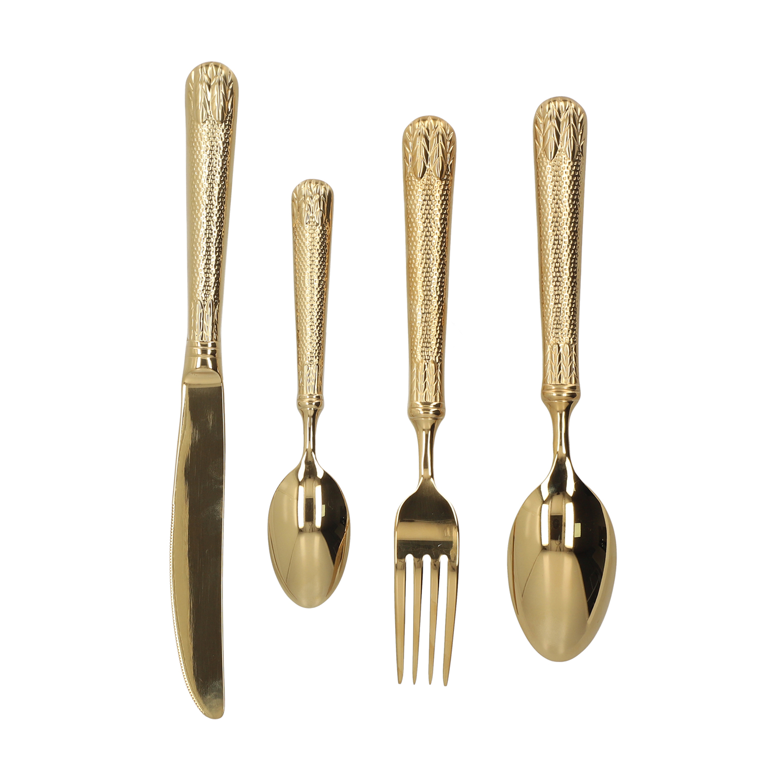 4 Pezzi Set di Posate in Acciaio Inossidabile Lusso Antico - Gold ...