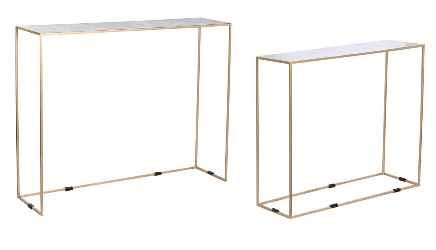 Set de 2 sets de tables consoles en imitation marbre et fer | Leroy Merlin