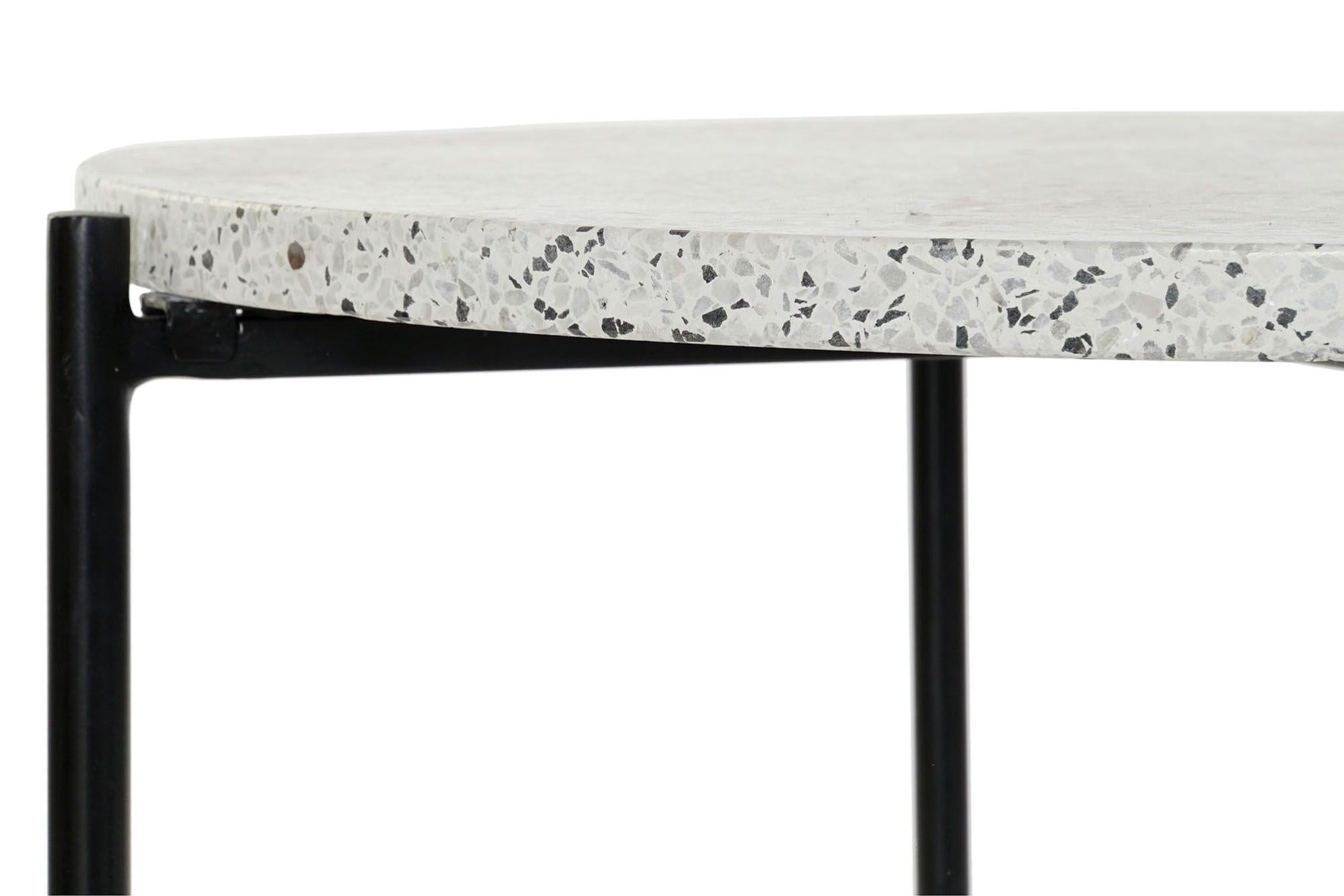 Table d'appoint en pierre et fer coloris Blanc / noir - diamètre 81 x ...