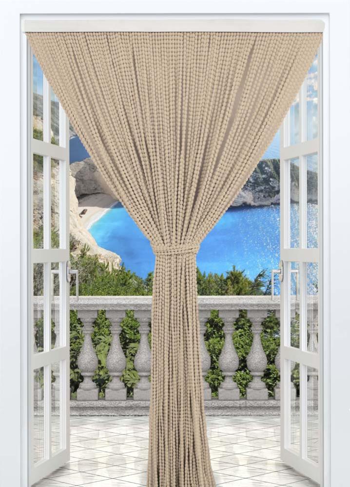 Tenda Antimosche per Porta Finestra a Pannello Con Telaio In PVC Moschiera con corde a pallini ...