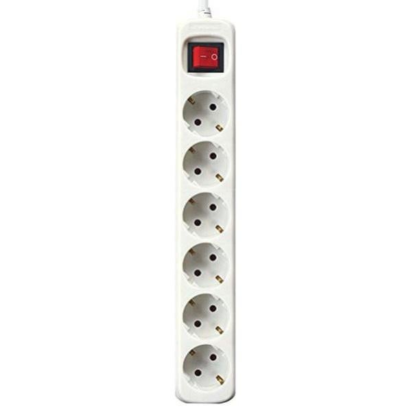 Regleta Enchufes 6 Tomas con Interruptor Silver Electronics Blanco | Leroy Merlin