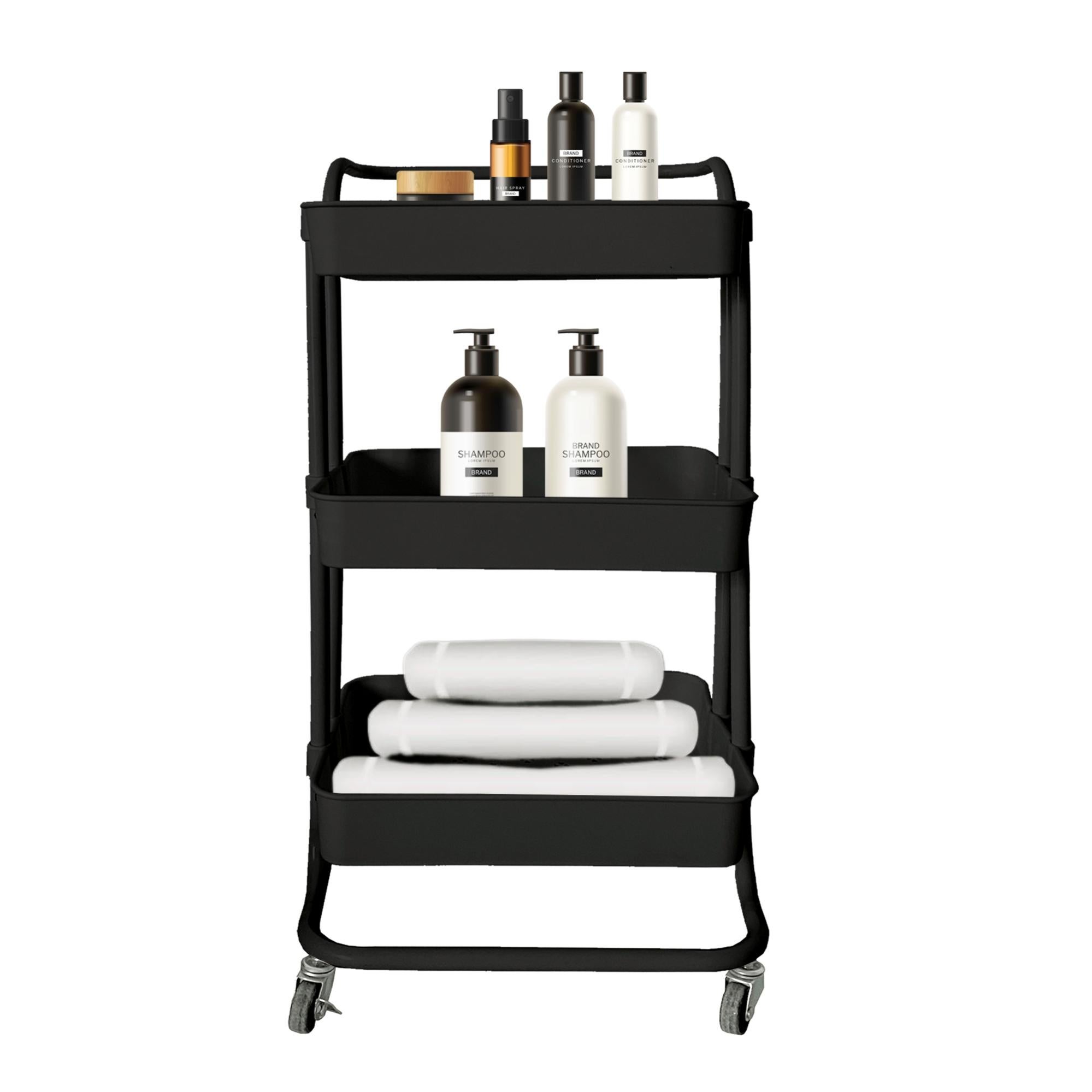 Carrito de almacenamiento metálico con ruedas Negro | Leroy Merlin