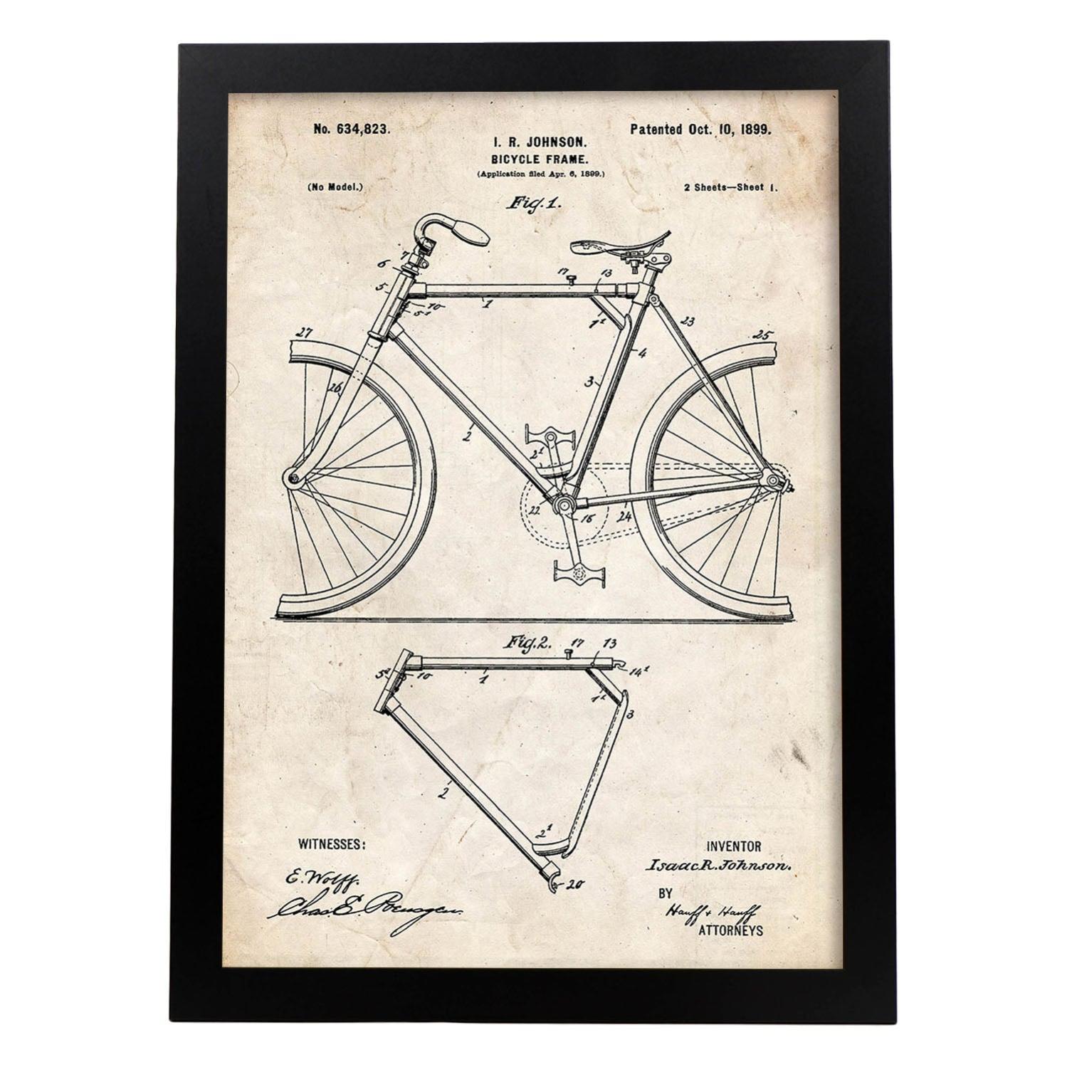 Poster Di Brevetto In Bicicletta. Antico Foglio Di Design Dei Brevetti ...