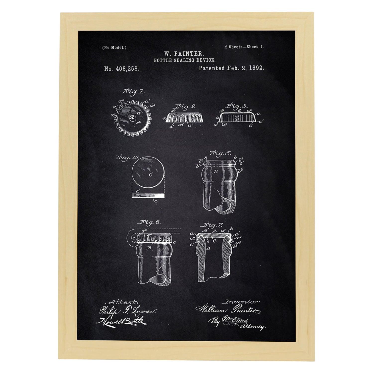 Poster Di Brevetto In Foglio Di Bottiglie. Antico Foglio Di Design Dei ...