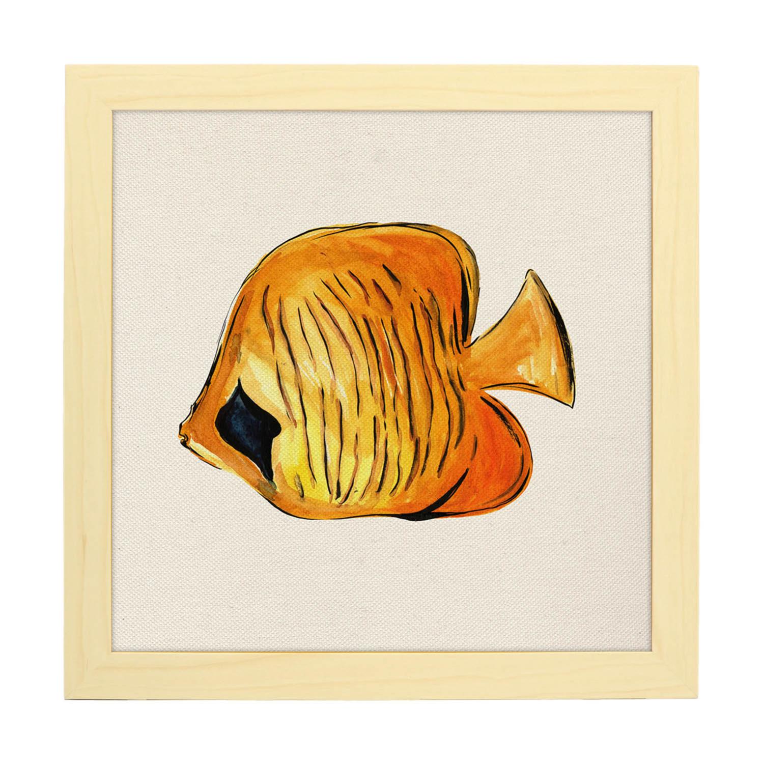 Carré Avec Des Dessins De Poisson. Petit Péché Jaune, Illustré De ...