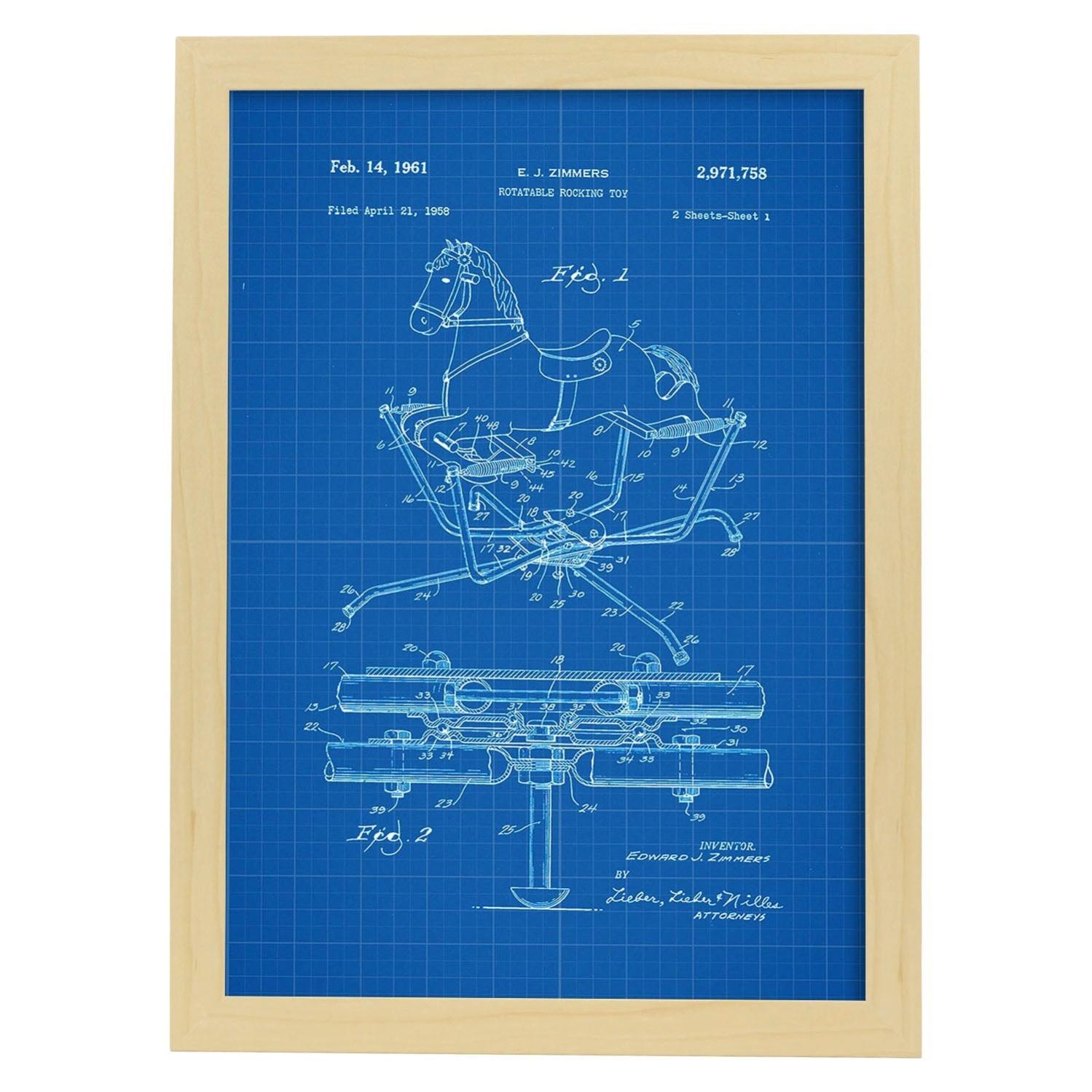 Poster Di Brevetto Caballito Bilanciato. Antico Foglio Di Design Dei ...