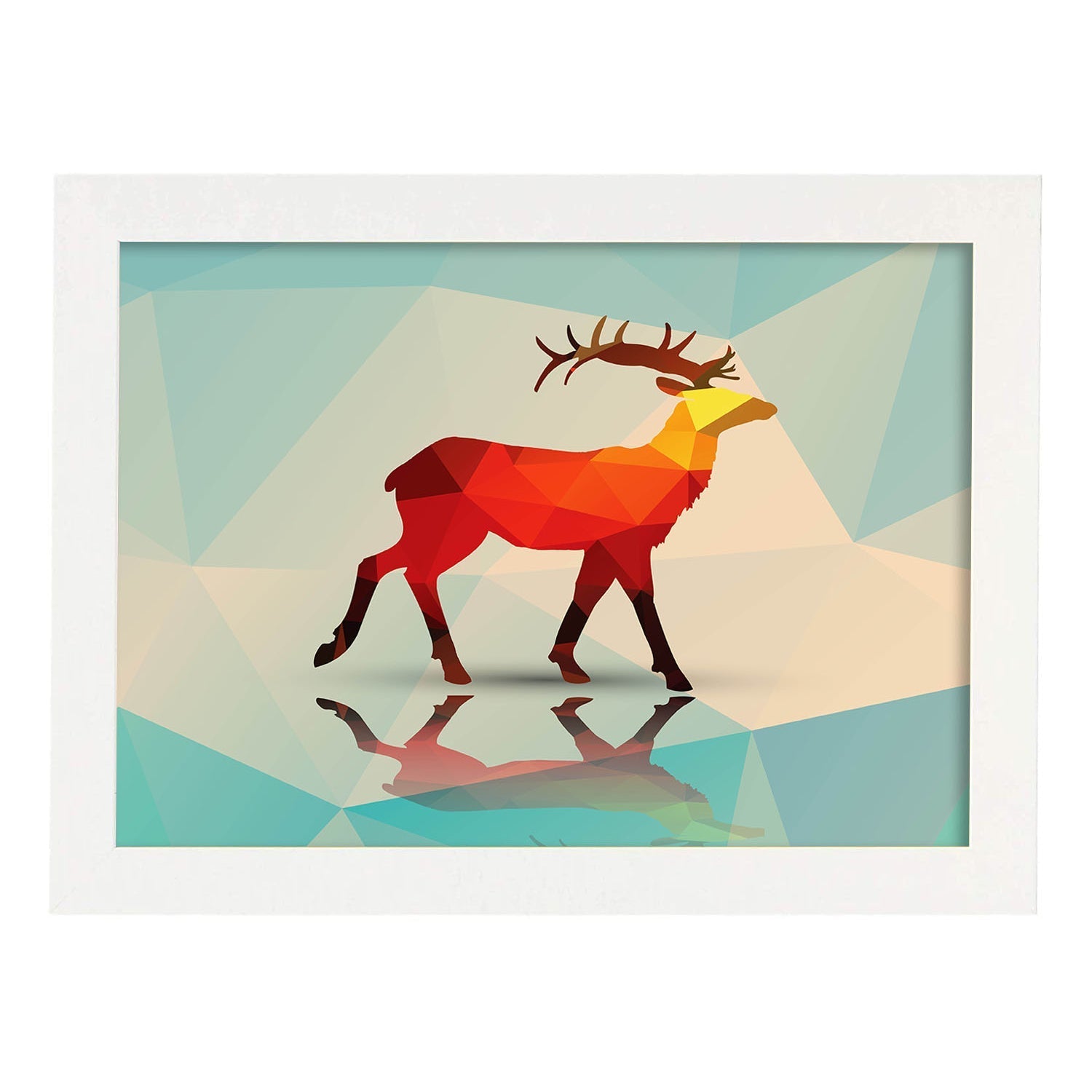 Poster Di Animali Geometrici Con Fondi A Colori. Lamina Di Cervo ...