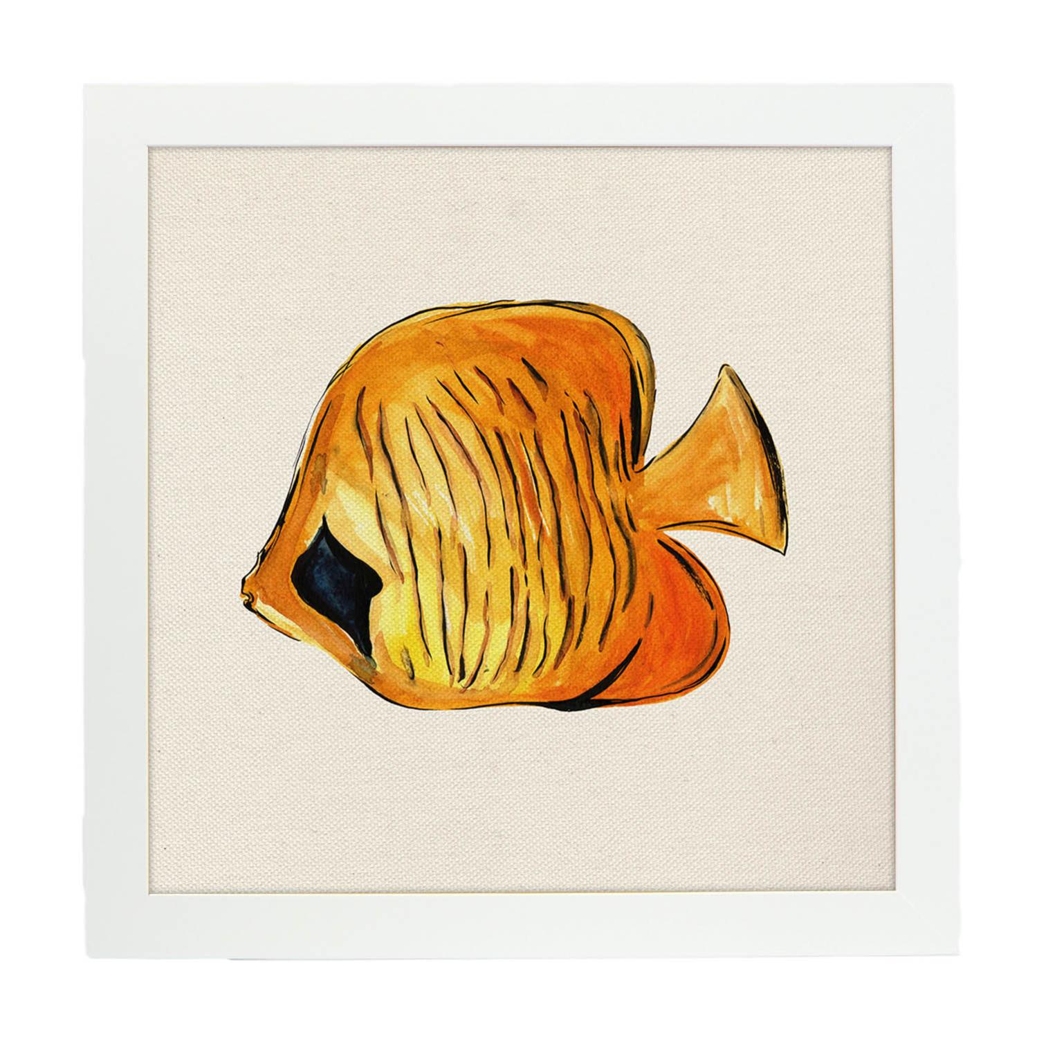 Quadrato Con Disegni Di Pesce. Piccolo Peccato Giallo, Illustrato Con ...