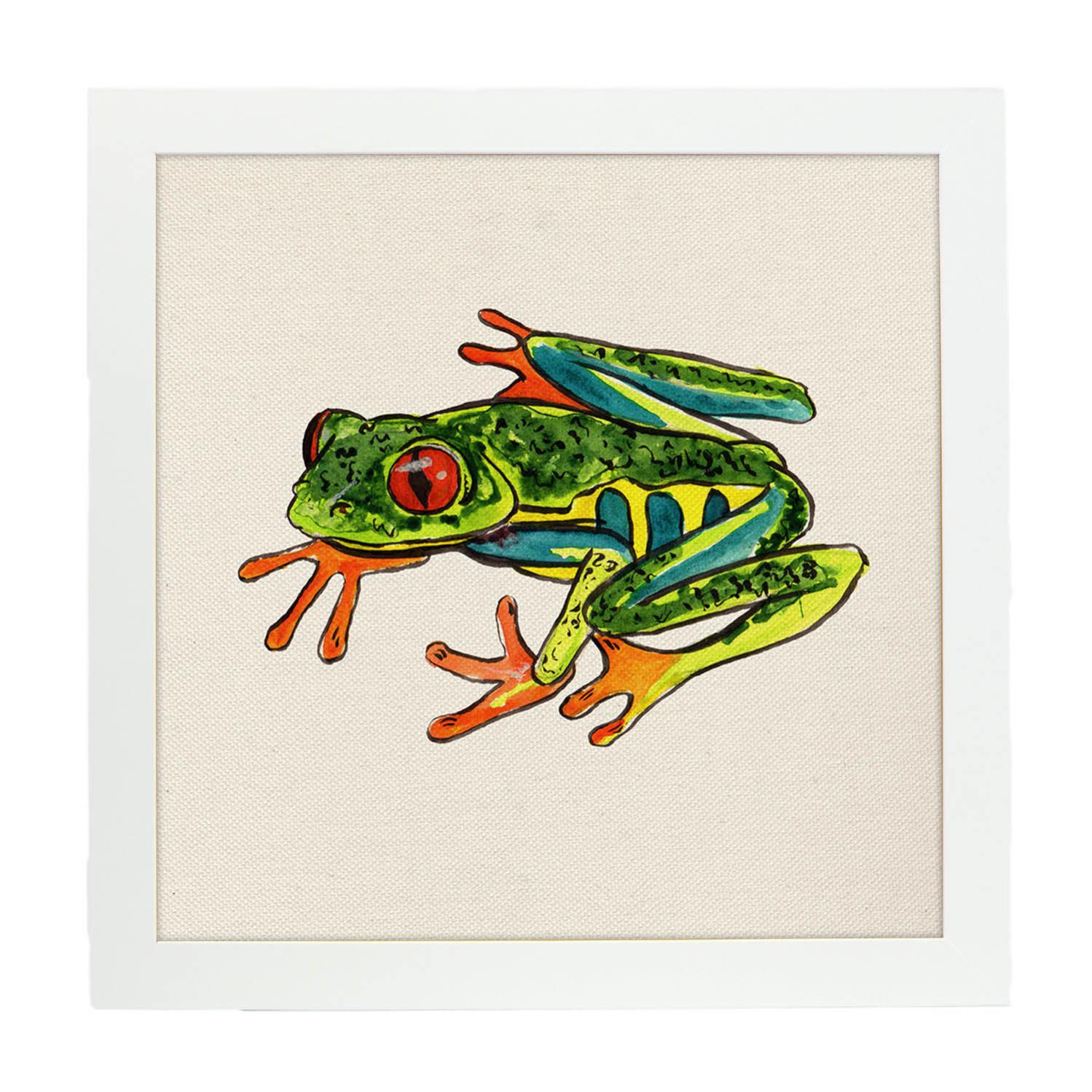 Poster Quadrato Con Disegni Di Rane E Tartarughe. Lamina Saltoina Raite ...