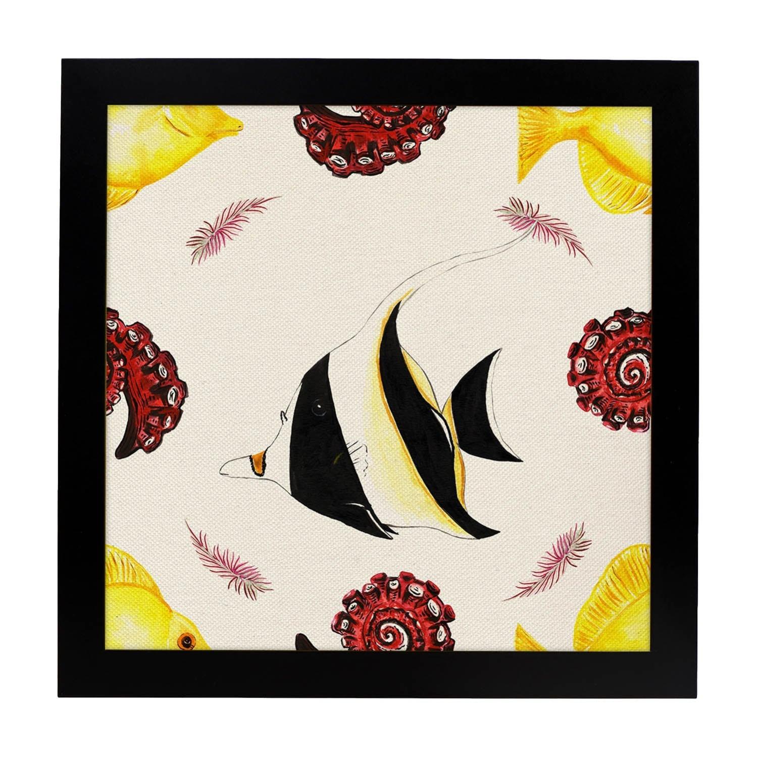 Carré Avec Des Dessins De Poisson. Pecceito Fish Fiche, Illustré De ...