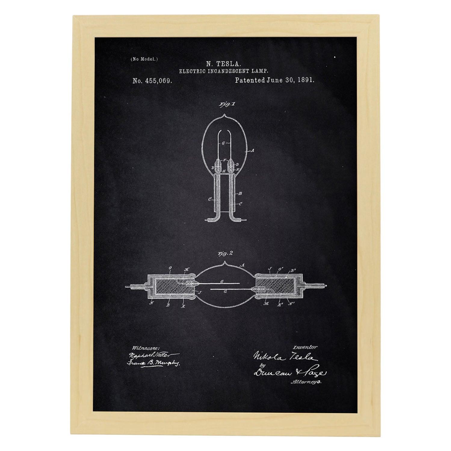 Poster Di Brevetto Con Lampada A Incandescenza. Antico Foglio Di Design ...